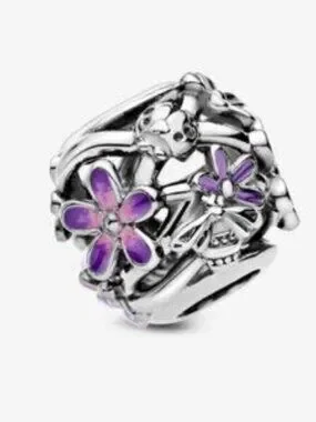 Pandora | Jewelry | Pandora Openwork Purple Daisy Charm | Poshmark